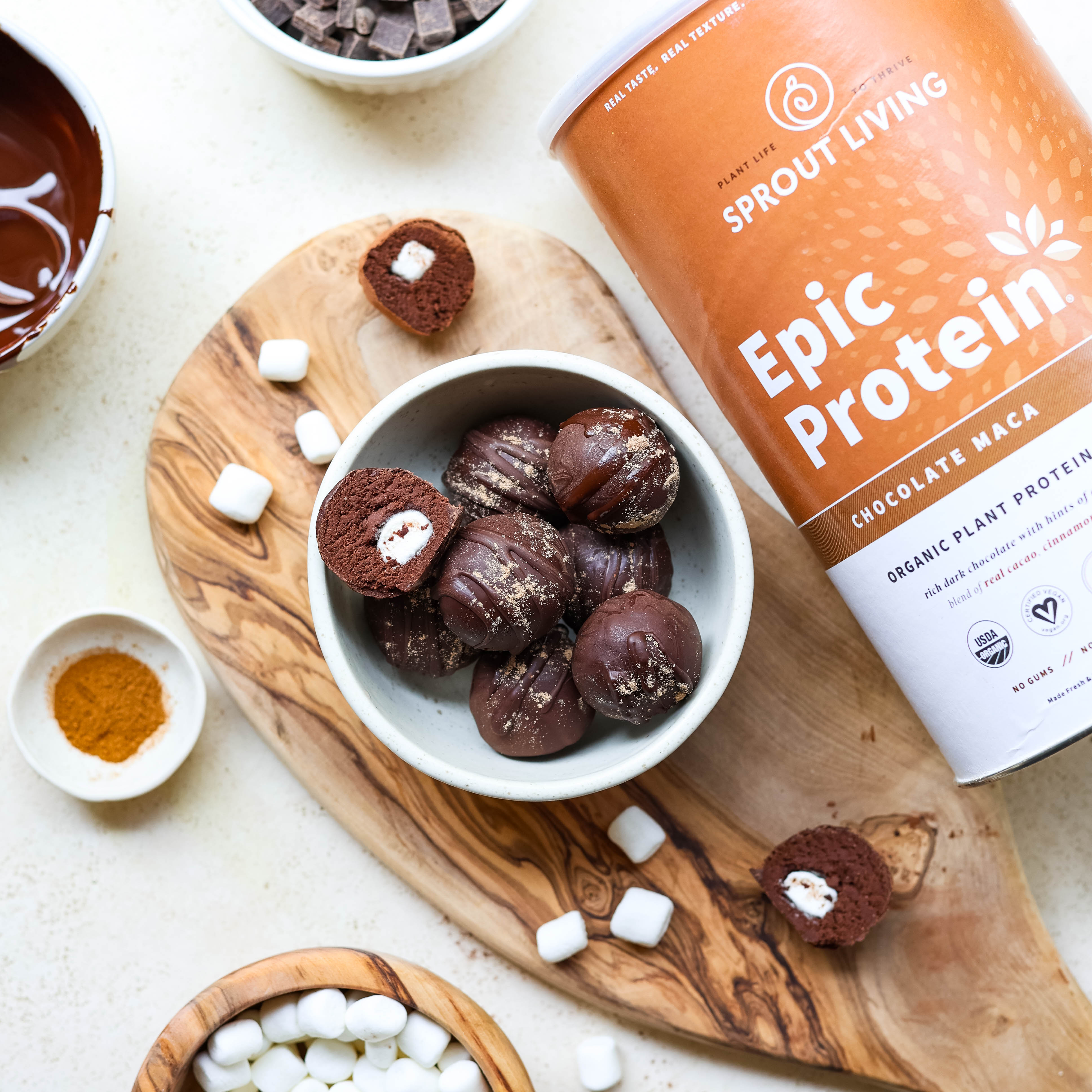 Hot Chocolate Protein Bites - Sprout Living