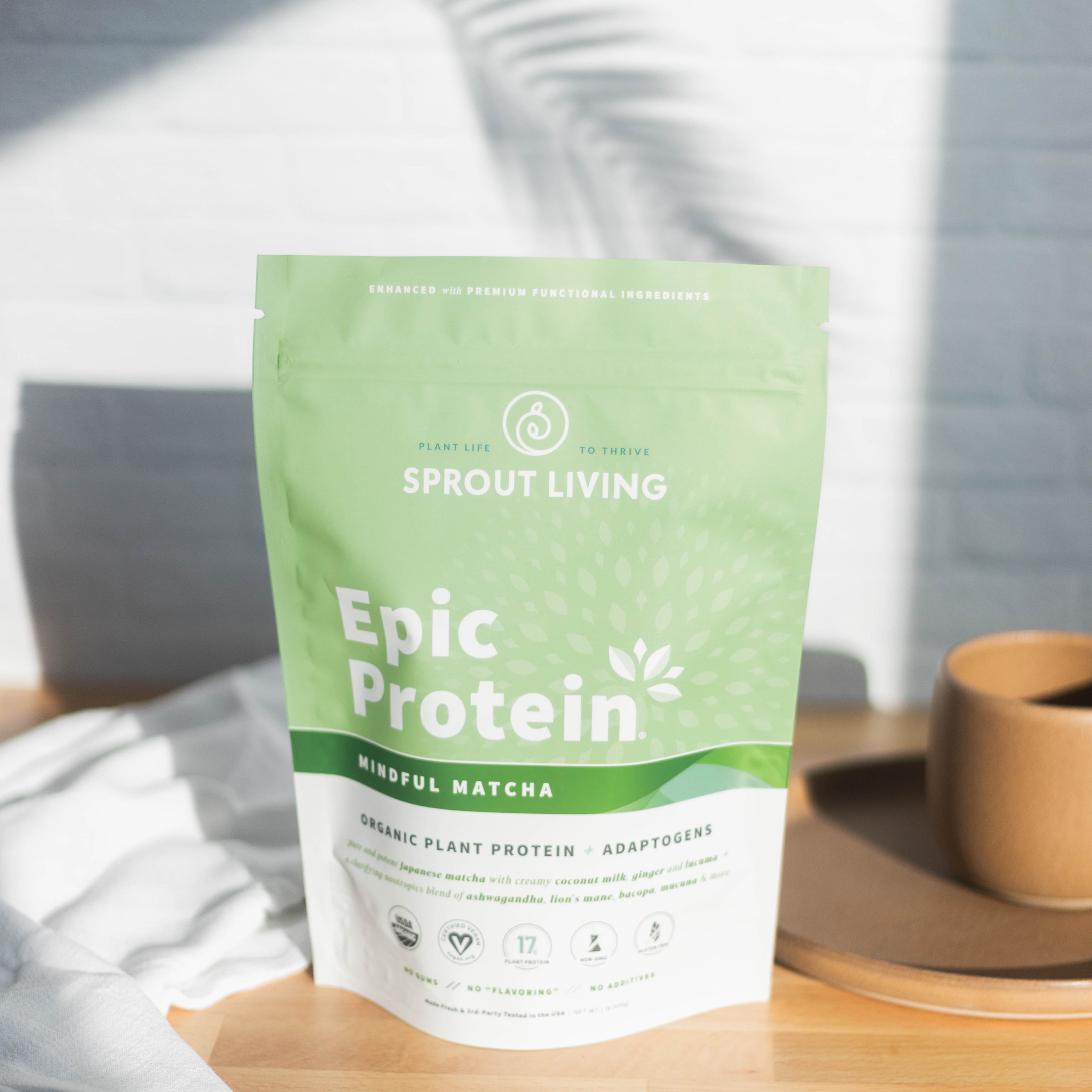 Organic Plant Protein + Adaptogens, Mindful Matcha. Additive Free ...