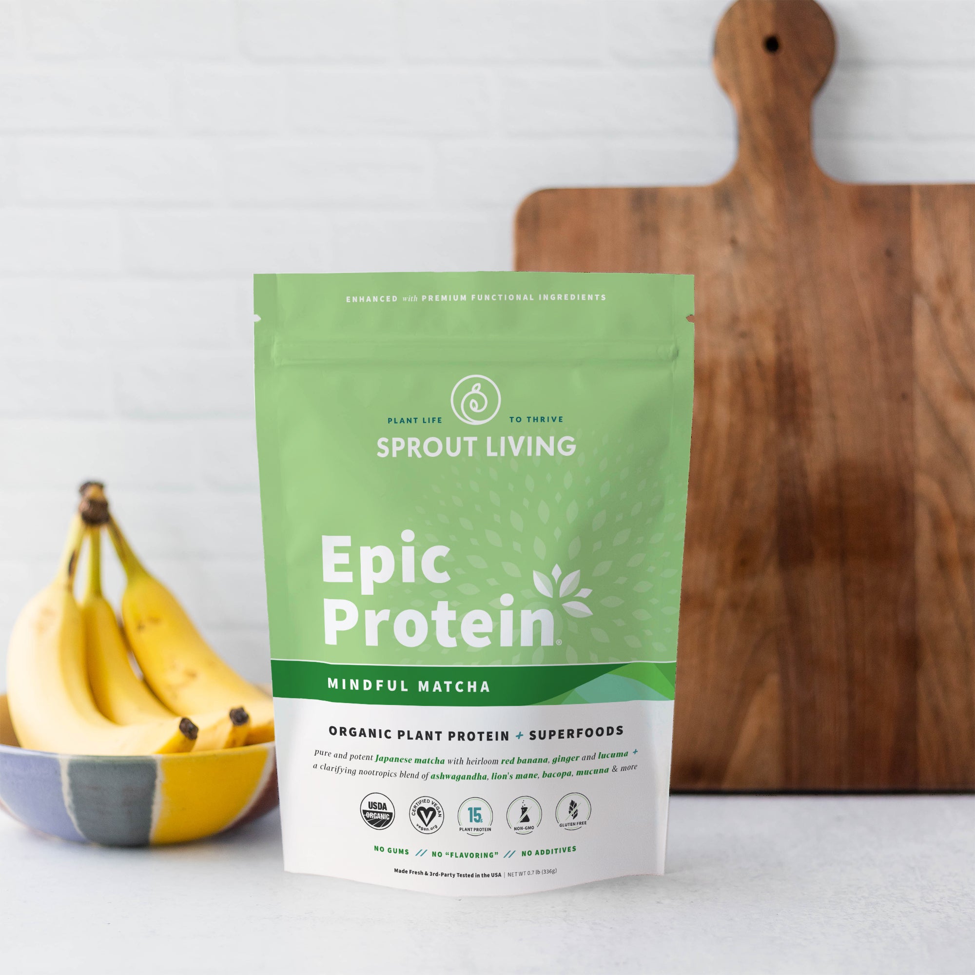 Organic Plant Protein + Adaptogens, Mindful Matcha. Additive Free ...