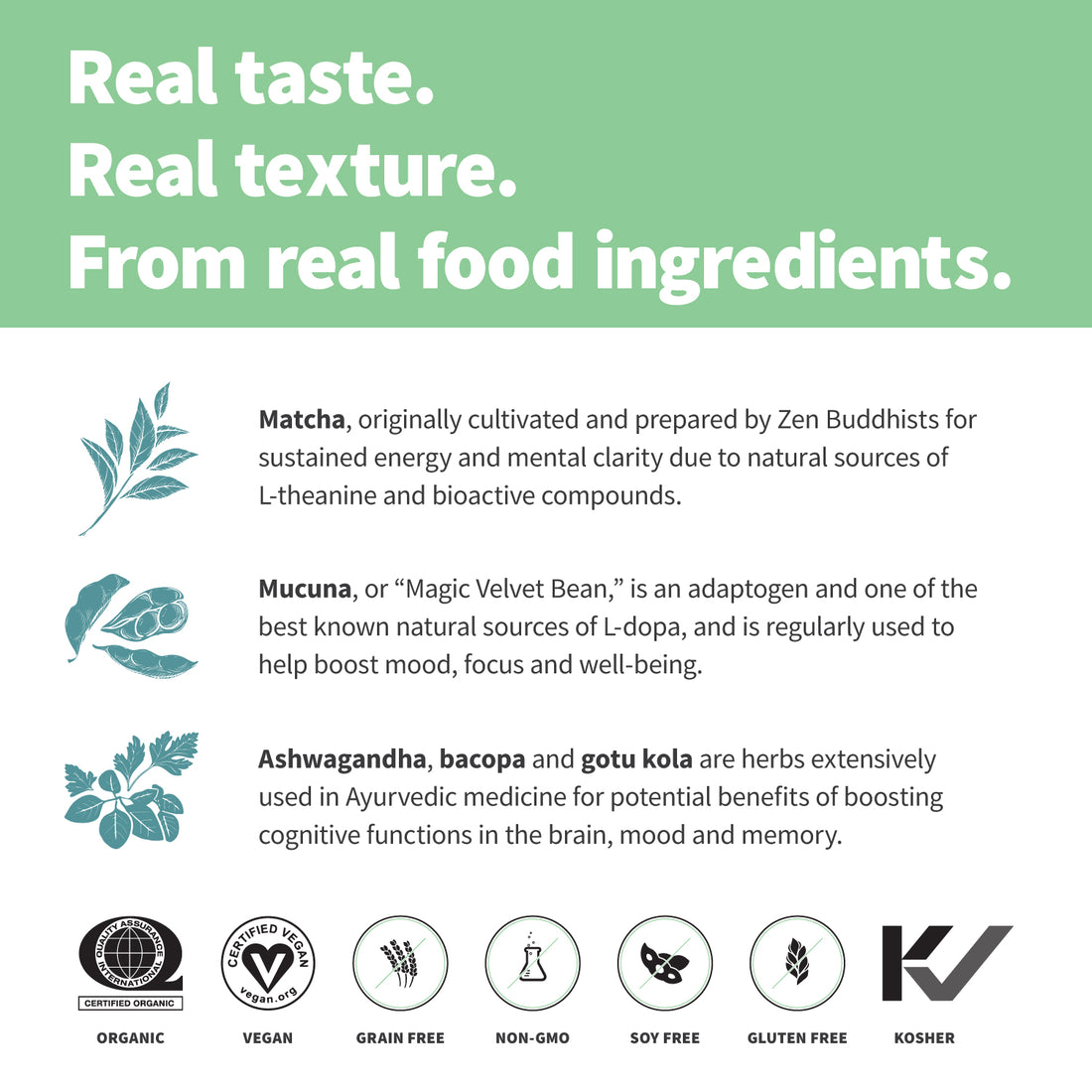 Organic Plant Protein + Adaptogens, Mindful Matcha. Additive Free ...
